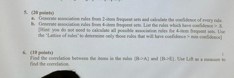 Solved 5 20 Points A Generate Association Rules From 2