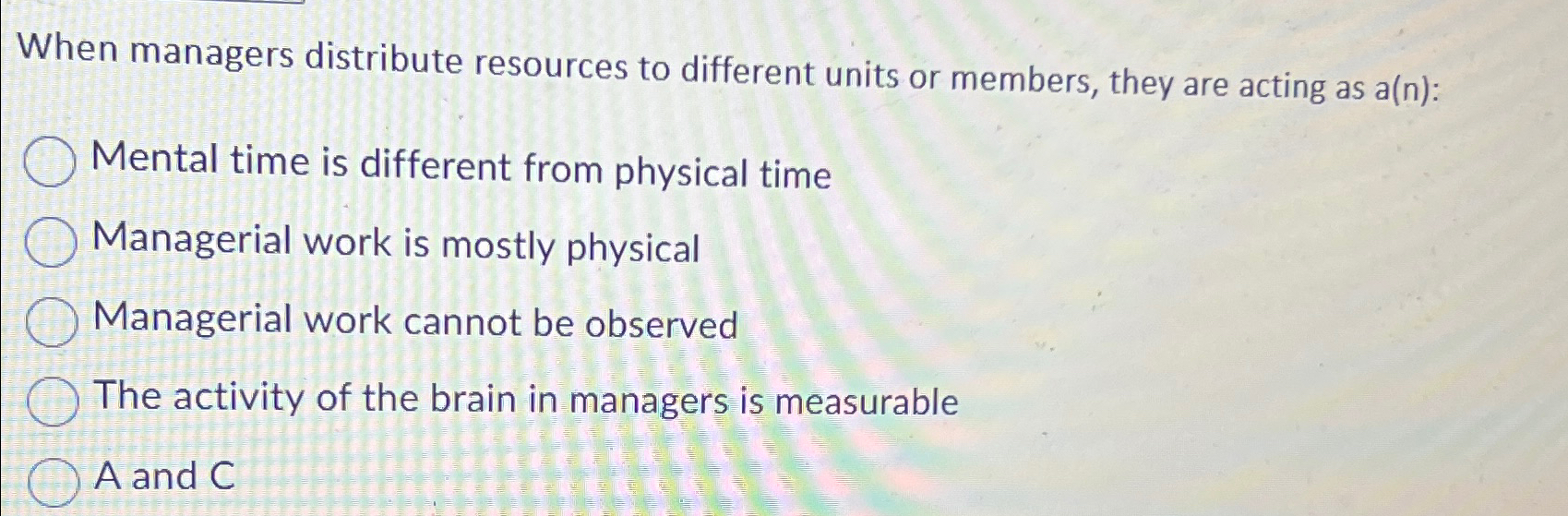 Solved When managers distribute resources to different units | Chegg.com