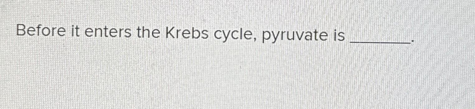 Solved Before it enters the Krebs cycle, pyruvate is | Chegg.com