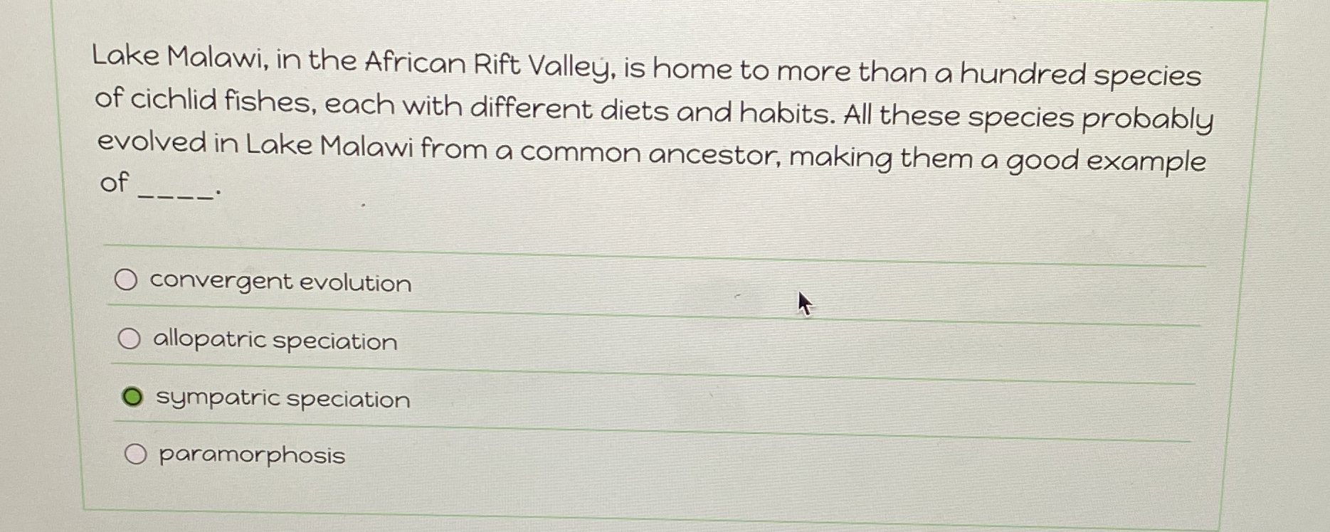 Solved Lake Malawi, in the African Rift Valley, is home to | Chegg.com