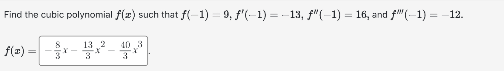 Solved Find the cubic polynomial f(x) ﻿such that | Chegg.com
