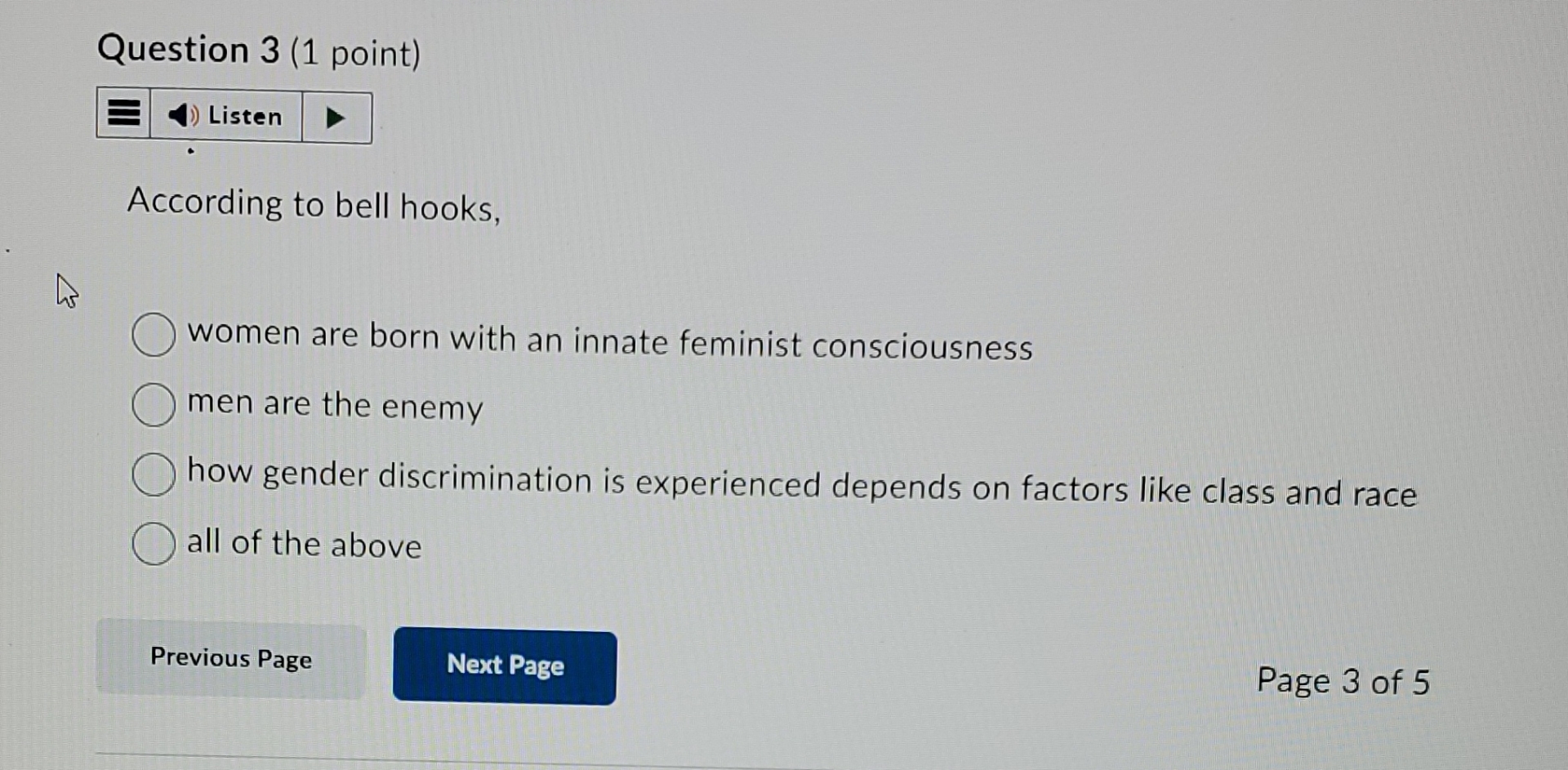 Solved Question 3 (1 ﻿point)ListenAccording to bell | Chegg.com