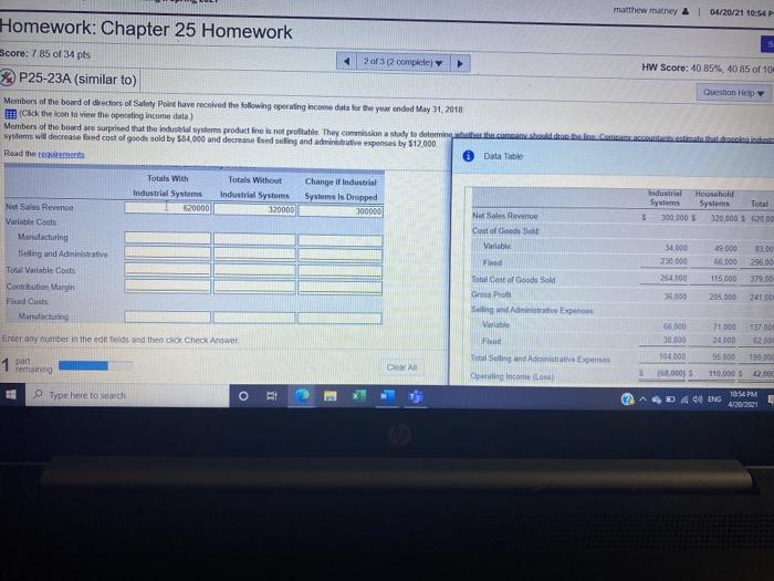 Solved matthew matney 04/20/21 10 SEP Homework: Chapter 25 | Chegg.com