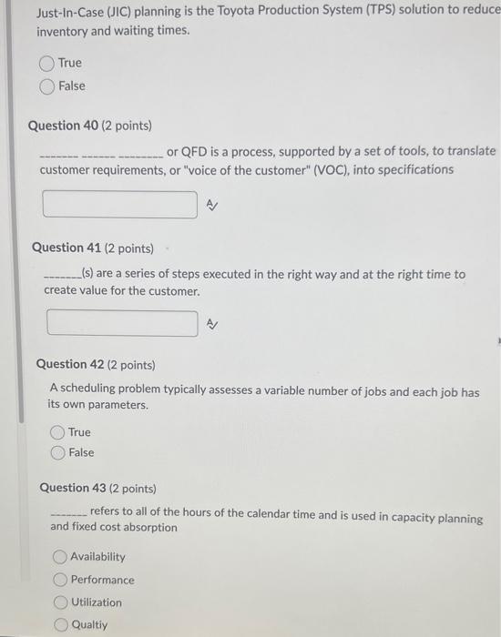 Solved Just-in-Case (JIC) planning is the Toyota Production | Chegg.com
