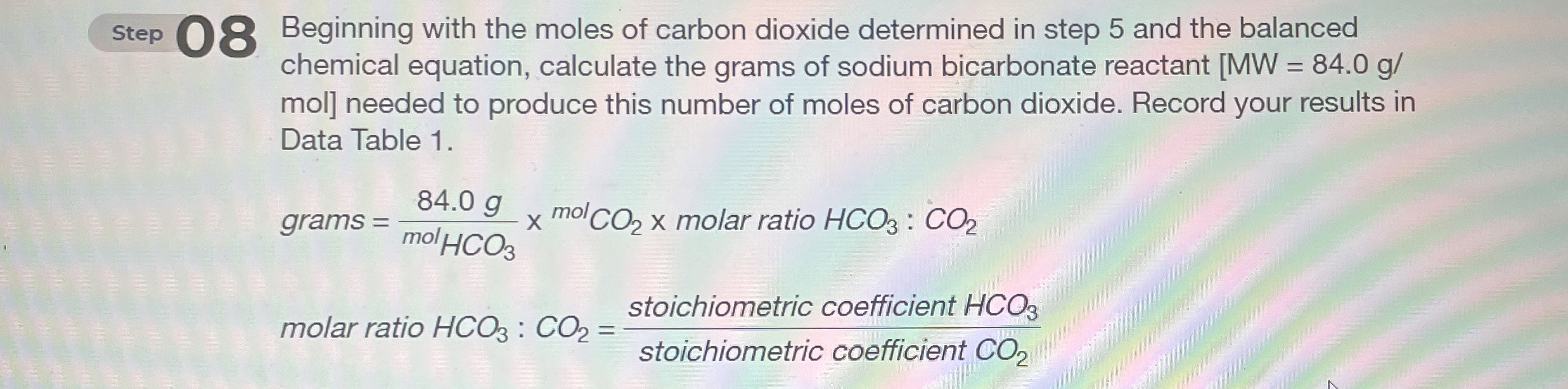Solved Step 08 ﻿Beginning with the moles of carbon dioxide | Chegg.com
