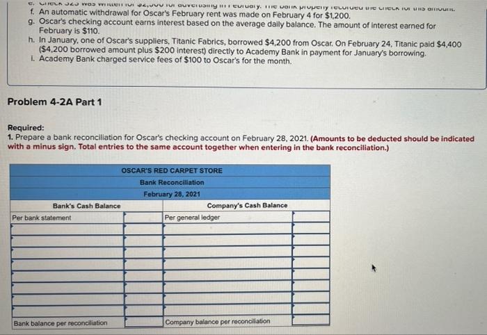 Solved Problem 4-2A Prepare the bank reconciliation and | Chegg.com