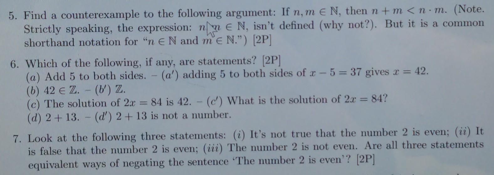 Solved 5. Find a counterexample to the following argument: | Chegg.com