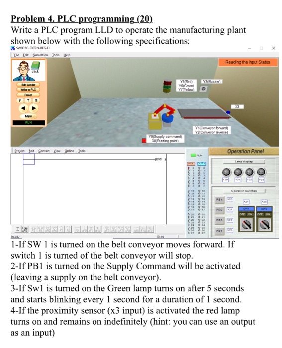 Solved Problem 4. PLC programming (20) Write a PLC program | Chegg.com