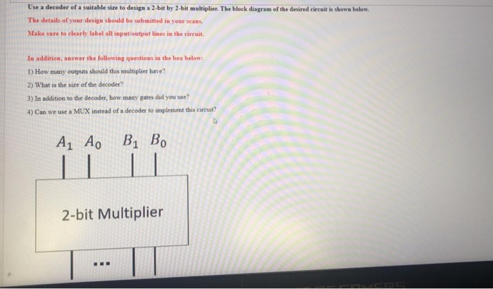Solved Use a decoder of a suitable size to design a 2-bit by | Chegg.com
