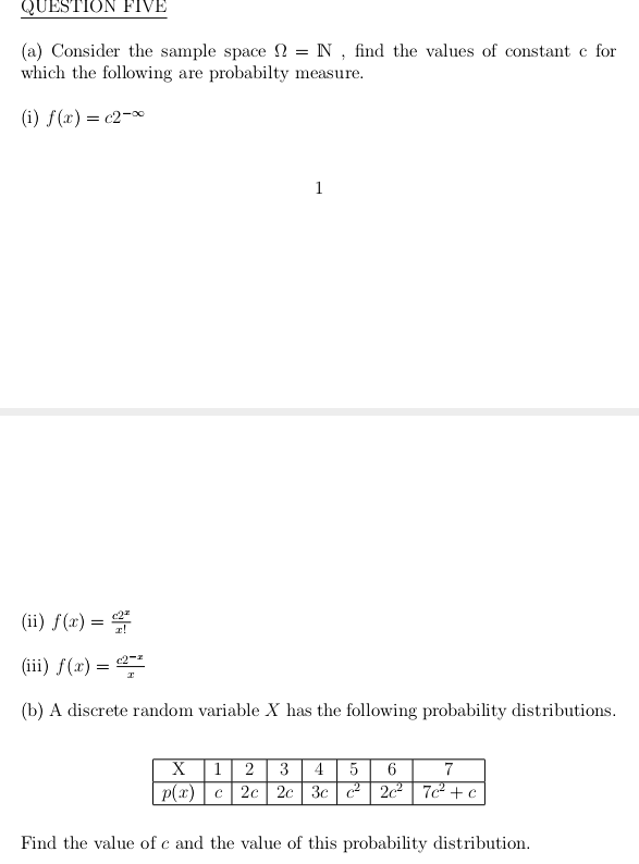 Solved (a) Consider the sample space Ω=N, find the values of | Chegg.com