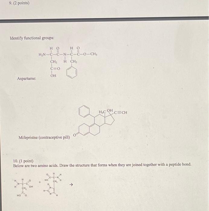Solved Identify functional groups: Aspartame: Mifepristne | Chegg.com