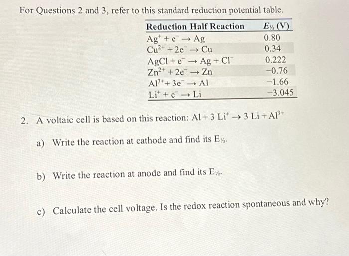 Solved For Questions 2 and 3, refer to this standard | Chegg.com