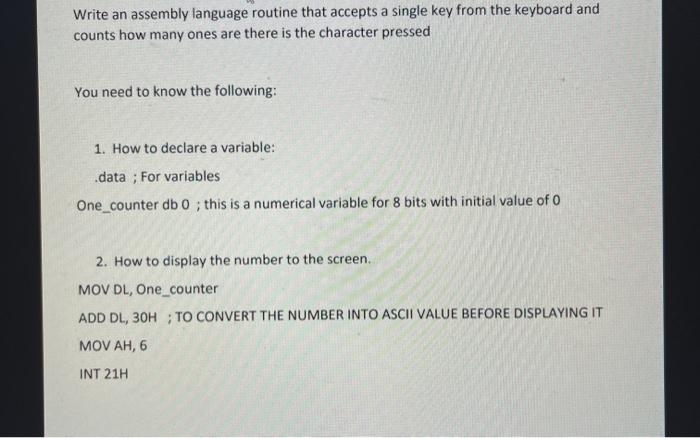 Solved Write An Assembly Language Routine That Accepts A