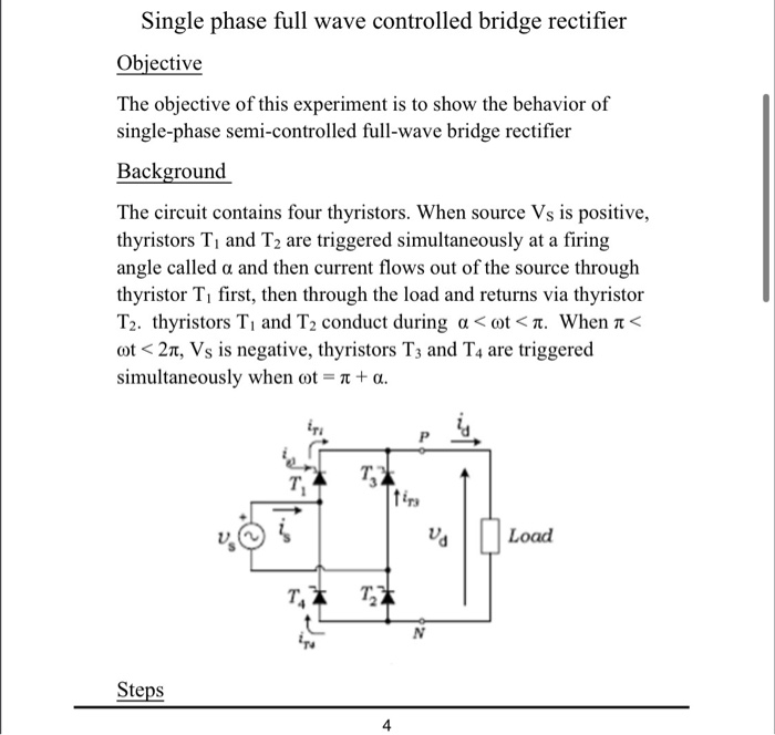 Solved Single phase full wave controlled bridge rectifier | Chegg.com