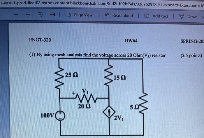 Solved (1) By using mesh analysis find the voltage across | Chegg.com