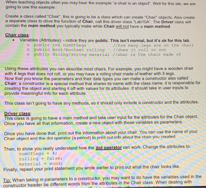 Solved When teaching objects often you may hear the example | Chegg.com