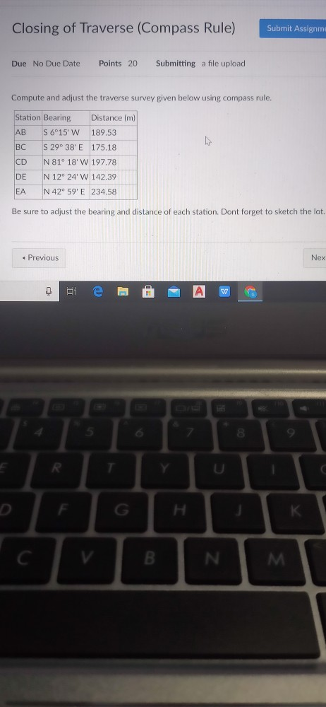 Solved Closing of Traverse (Compass Rule) Submit Assignme | Chegg.com