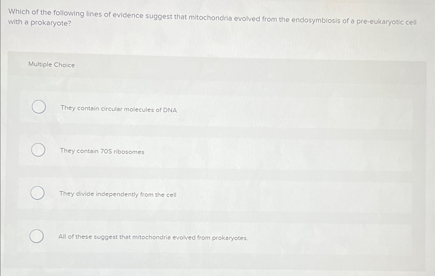 Solved Which of the following lines of evidence suggest that | Chegg.com