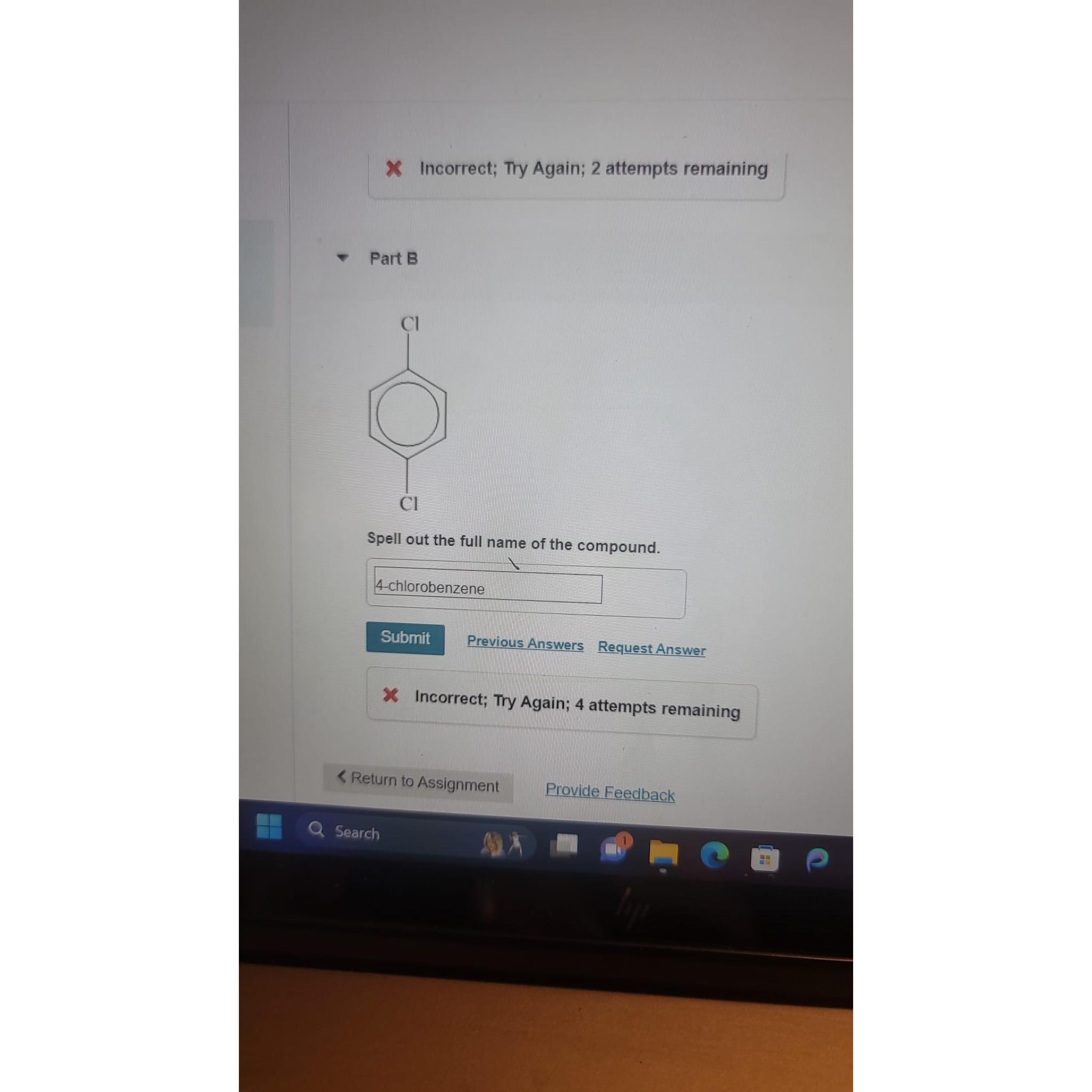 Solved x ﻿Incorrect; Try Again; 2 ﻿attempts remainingPart | Chegg.com