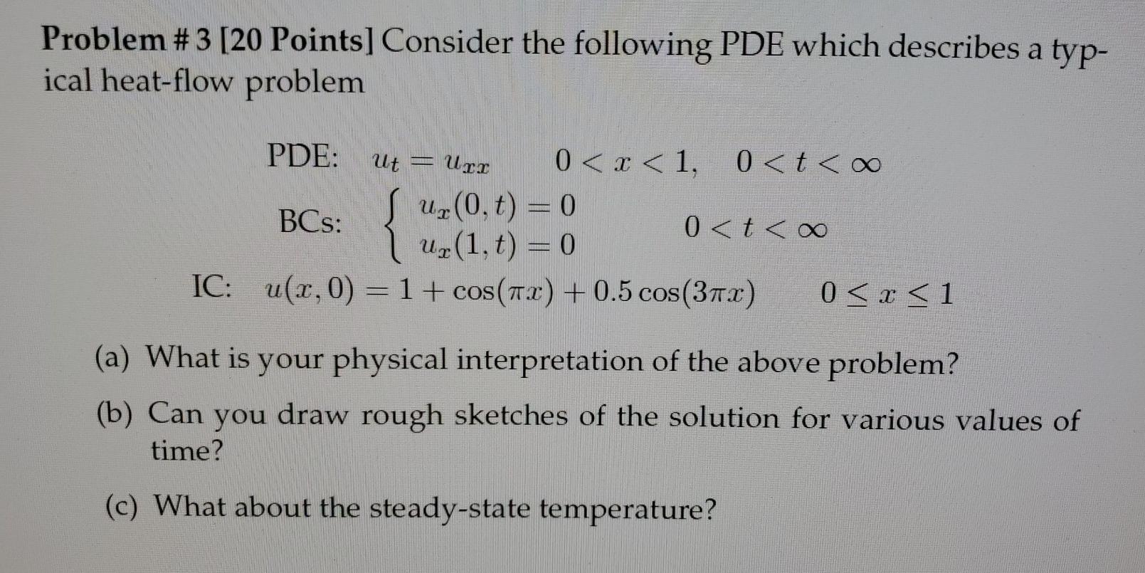 Solved Problem #3 [20 Points] Consider the following PDE | Chegg.com
