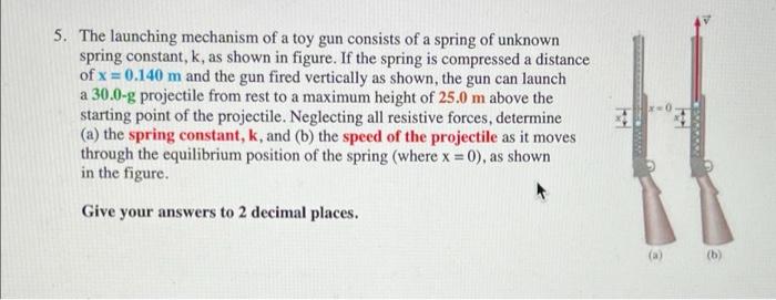 Solved 5. The launching mechanism of a toy gun consists of a | Chegg.com