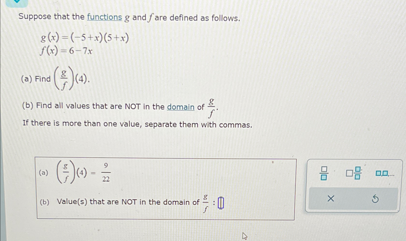 Solved Suppose that the functions g ﻿and f ﻿are defined as | Chegg.com