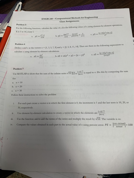 Solved ENGR 240-Computational Methods for Engineering Class | Chegg.com