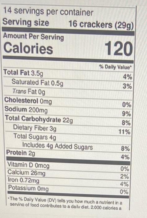 Solved 14 servings per container Serving size Amount Per | Chegg.com