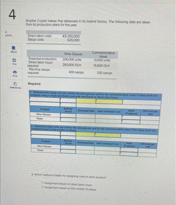 Solved 4 2 points eBook Hint Print O References Smythe | Chegg.com
