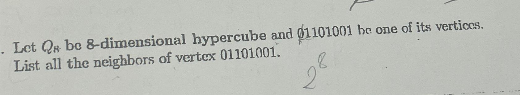 Solved Let Q8 ﻿be 8-dimensional hypercube and $1101001 ﻿be | Chegg.com