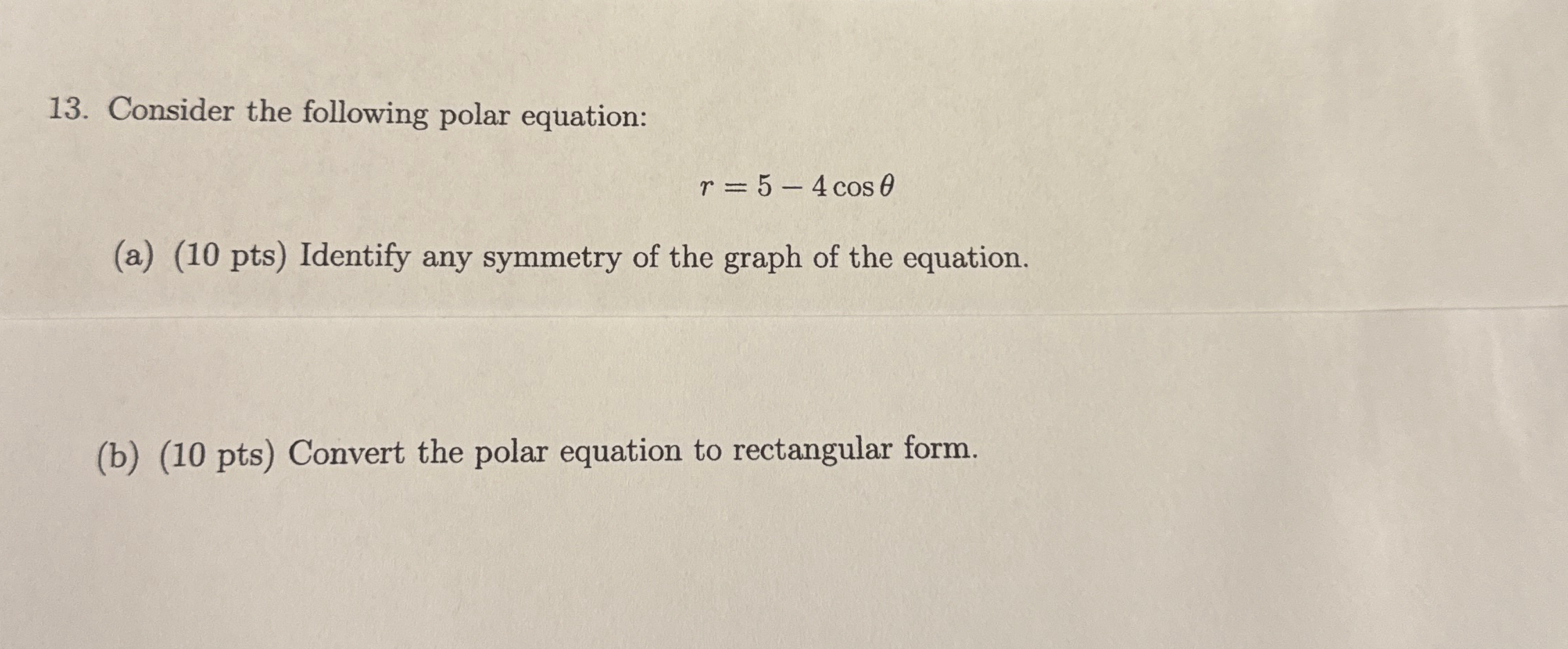 Solved Consider the following polar | Chegg.com