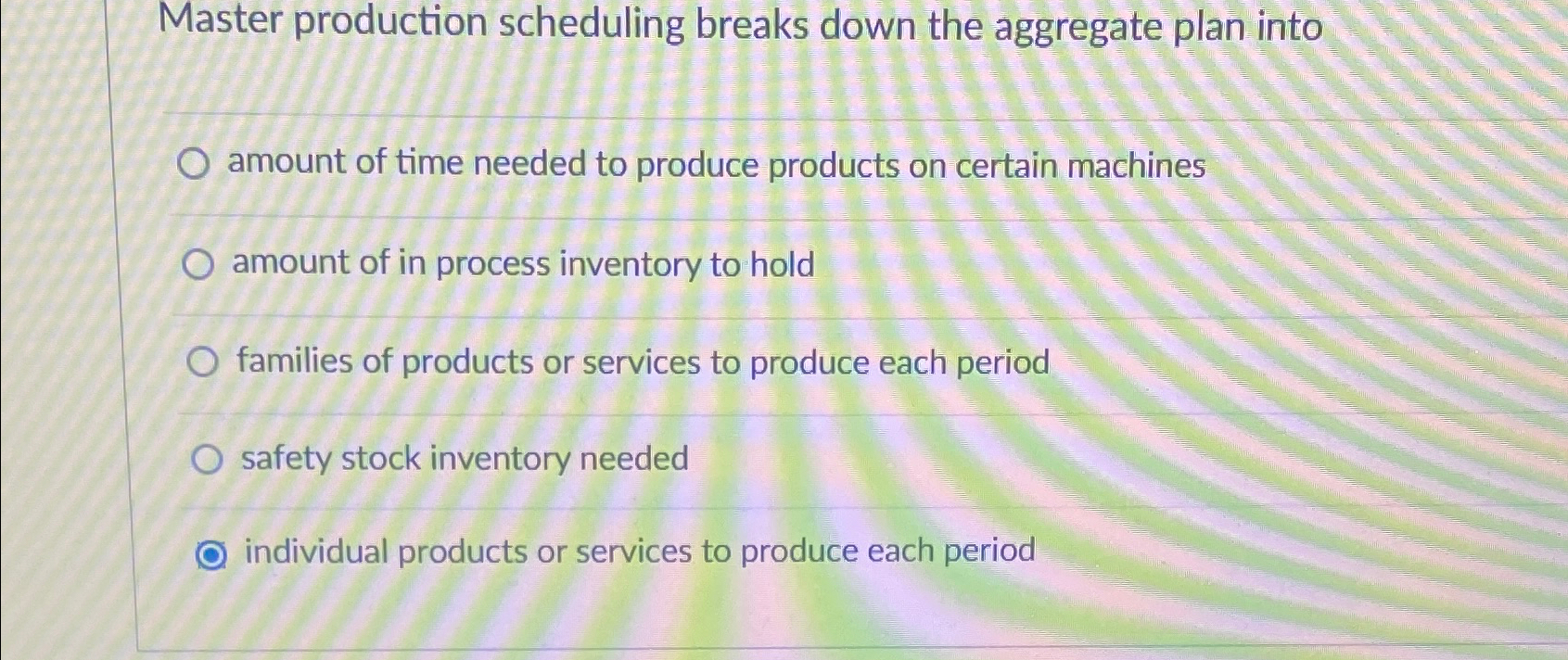 Solved Master production scheduling breaks down the | Chegg.com