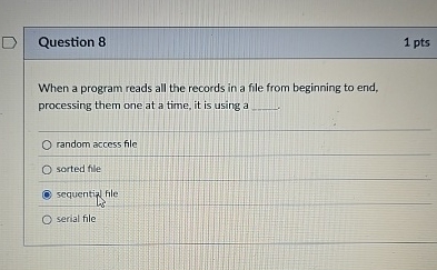 Solved Question 81 ﻿ptsWhen a program reads all the records | Chegg.com