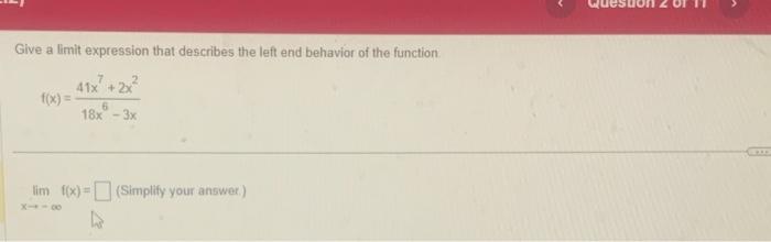 Solved Give a limit expression that describes the left end | Chegg.com