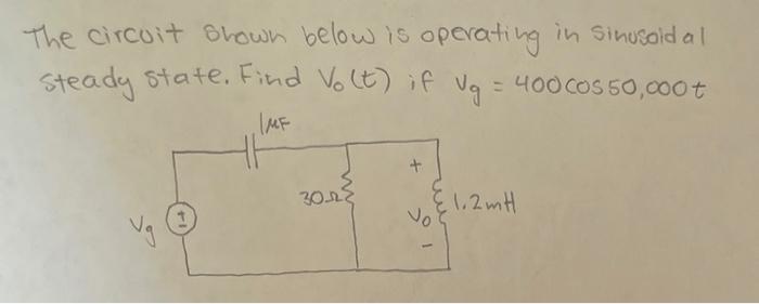 Solved The circuit shown below is operating in Sinusoidal | Chegg.com