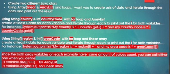 Solved Create Two Different Java Class Using Array