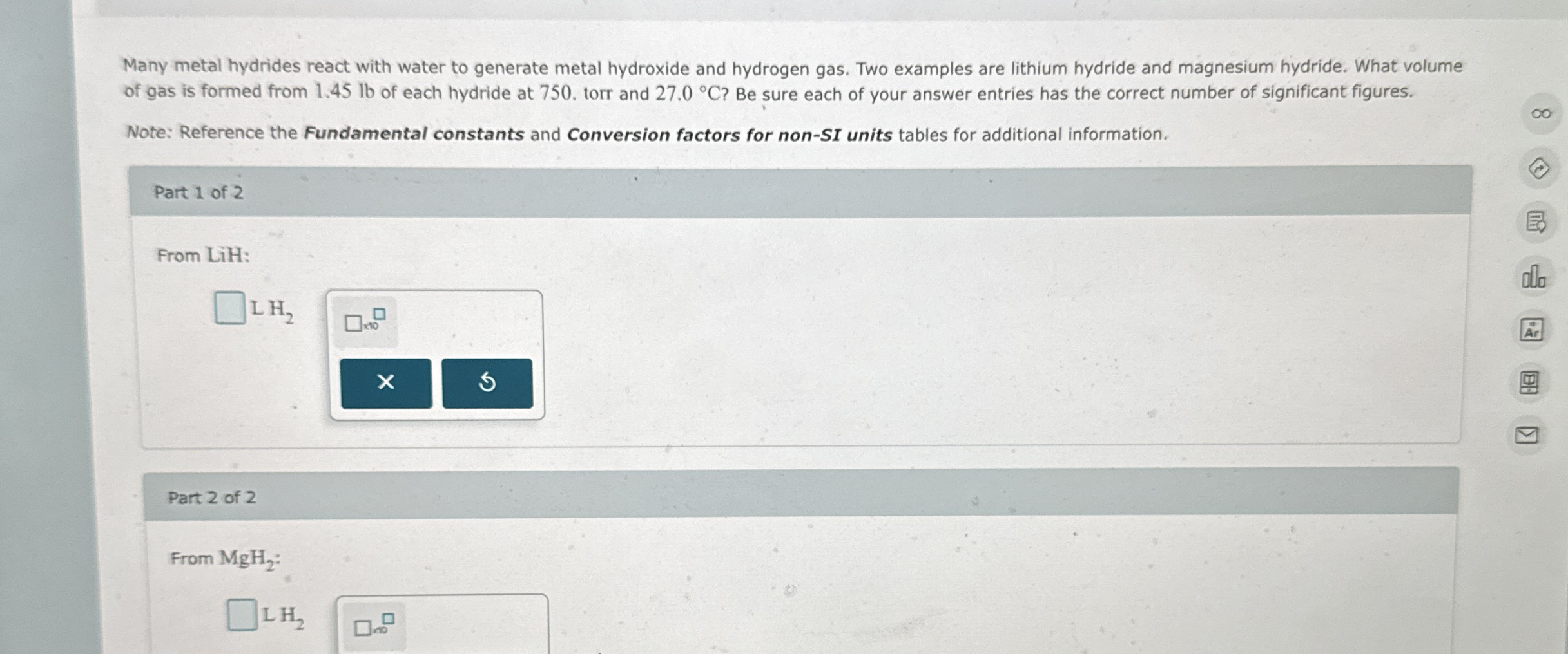 Solved Many metal hydrides react with water to generate | Chegg.com