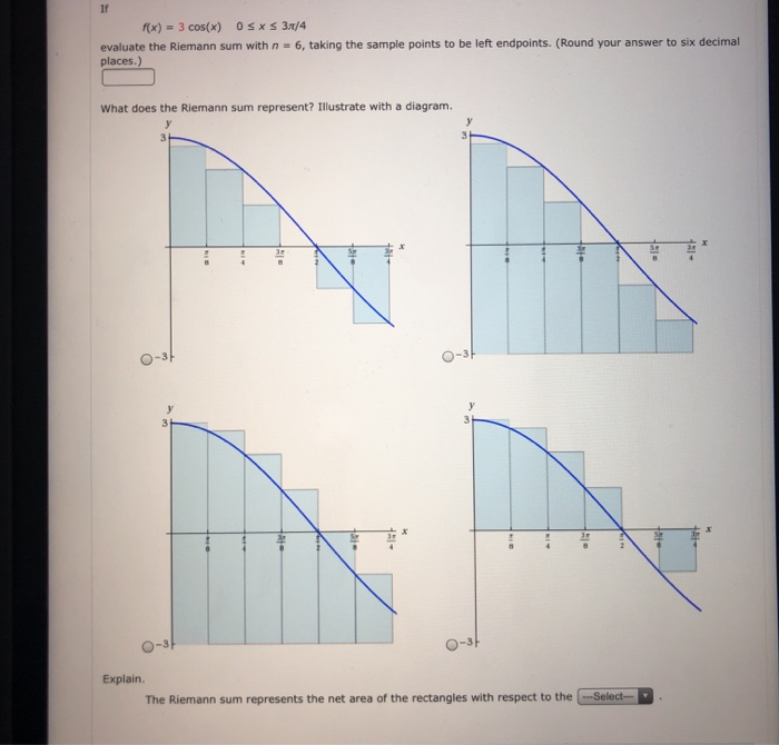 Solved If f(x) = 3 cos(x) 0 SXS 3x/4 evaluate the Riemann | Chegg.com