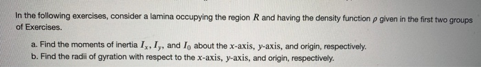 Solved In the following exercises, consider a lamina | Chegg.com