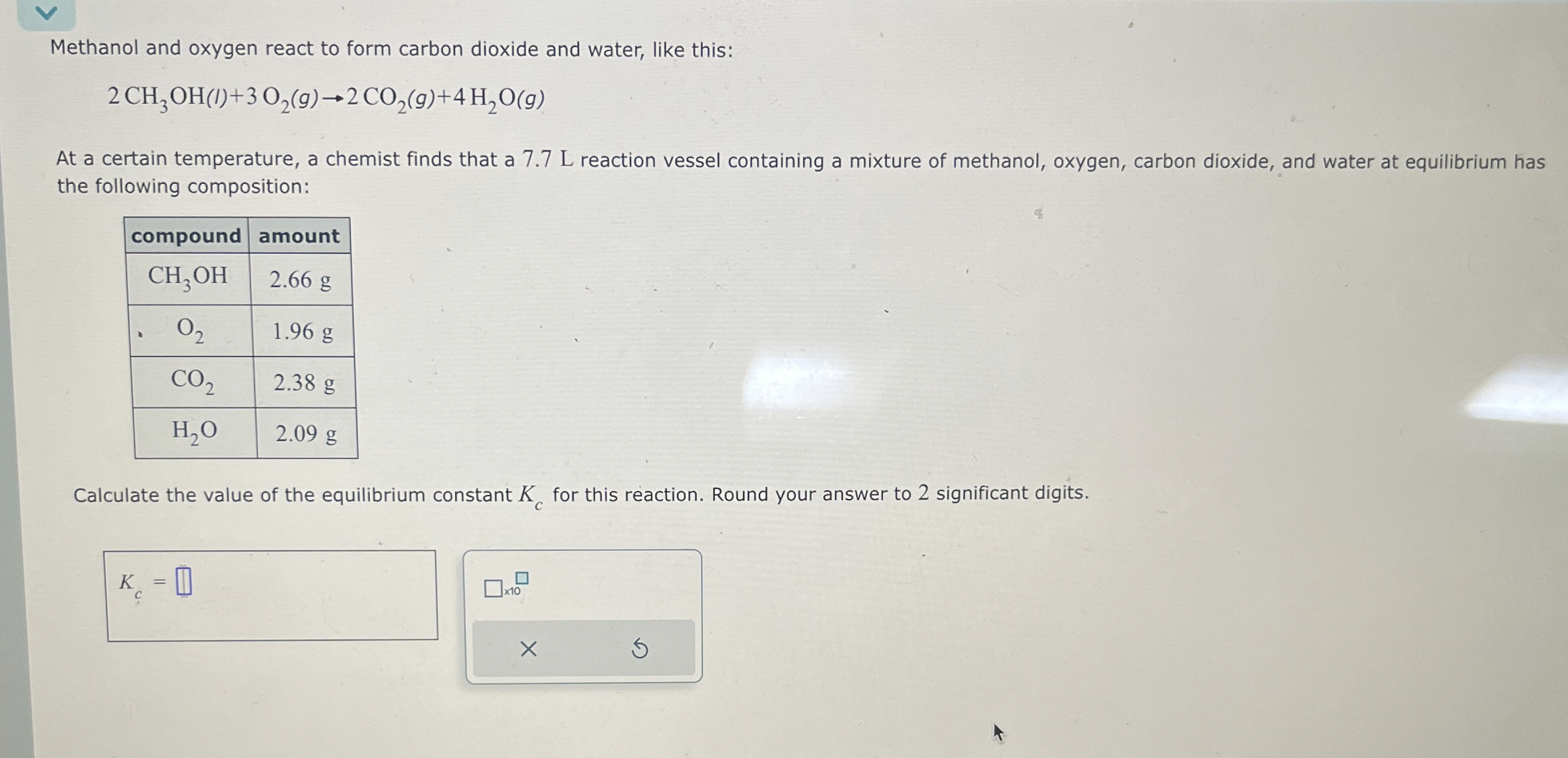 Solved Methanol and oxygen react to form carbon dioxide and | Chegg.com