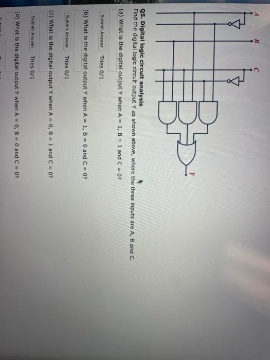 Solved B с Q5. Digital logic circuit analysis Find the | Chegg.com