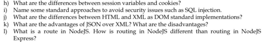 Solved h) ﻿What are the differences between session | Chegg.com