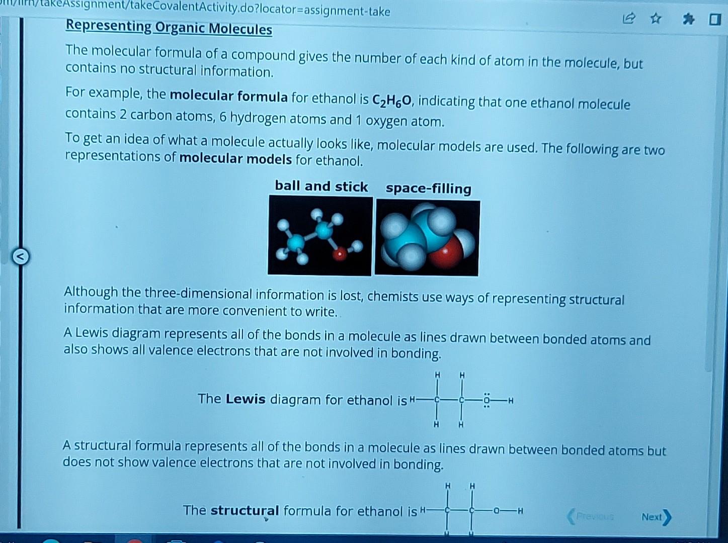 Solved Representing Organic Molecules The molecular formula | Chegg.com
