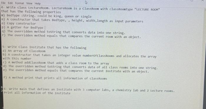 Solved File Edit Format View Help 4- Write class | Chegg.com