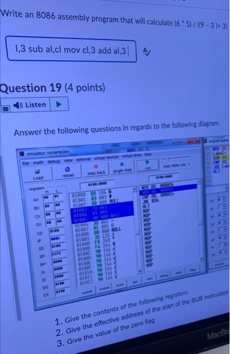 Solved Write an 8086 assembly program that will calculate ( | Chegg.com
