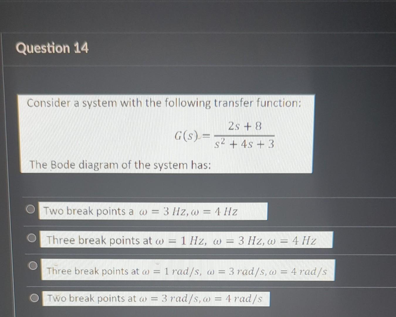 Consider a system with the following transfer | Chegg.com