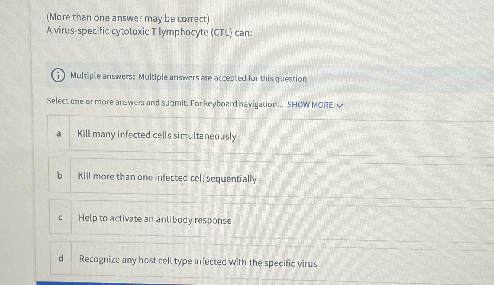 Solved (More than one answer may be correct)A virus-specific | Chegg.com