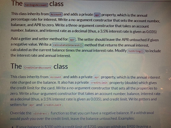 Solved The account class Create a class named Account, which | Chegg.com