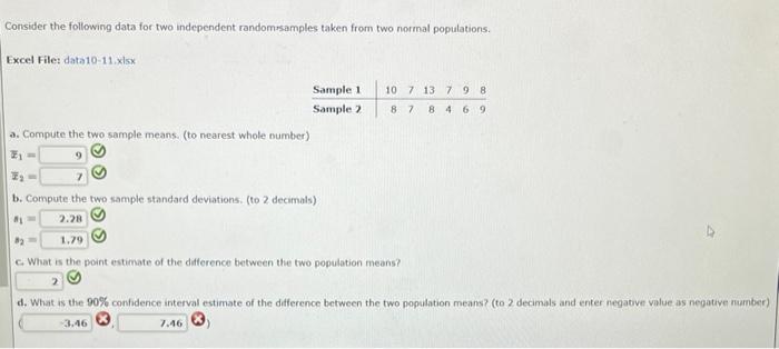 Solved Consider the following data for two independent | Chegg.com