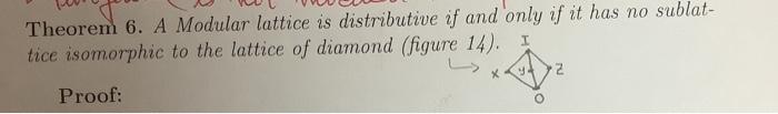 Solved Prove that a modular lattice is distributive if and | Chegg.com